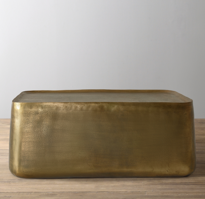 Mathis Rectangular Coffee Table Aged Brass | RH