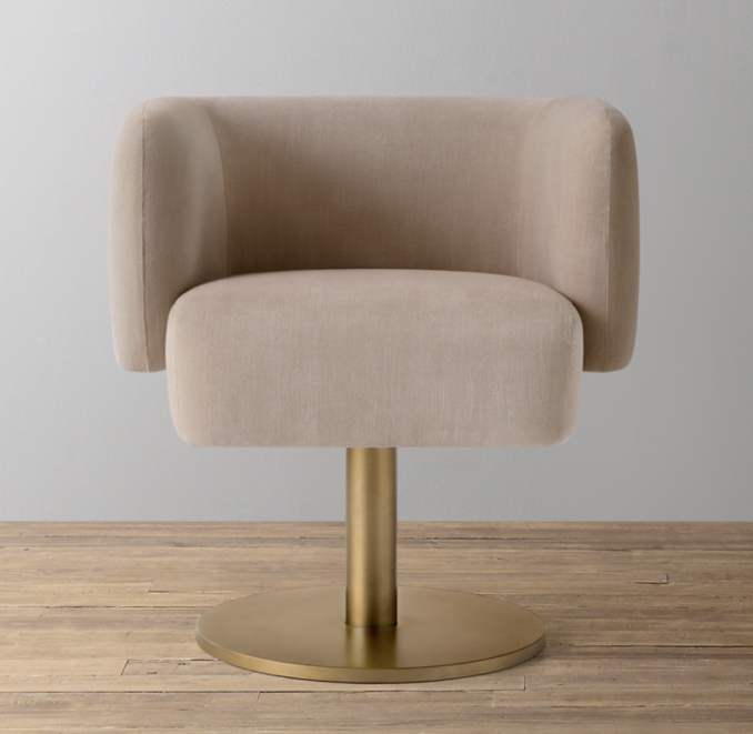 Henning Velvet Desk Chair - Brass Pedestal Base | RH Baby & Child