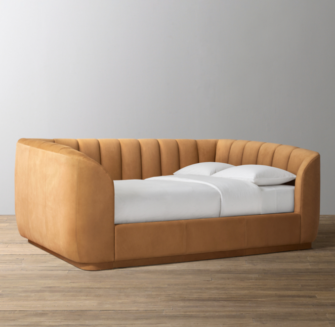 Valentina Leather Daybed With Plinth Base | RH
