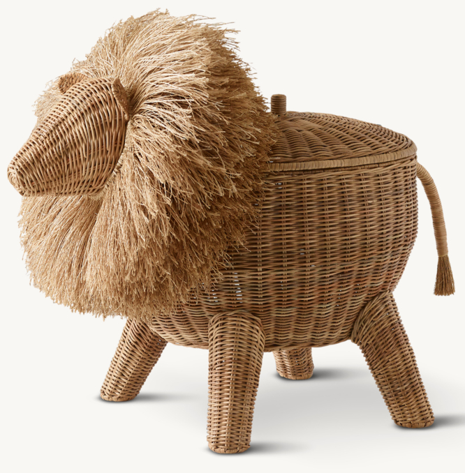 Handwoven Rattan Animal Basket - Lion | RH Baby & Child