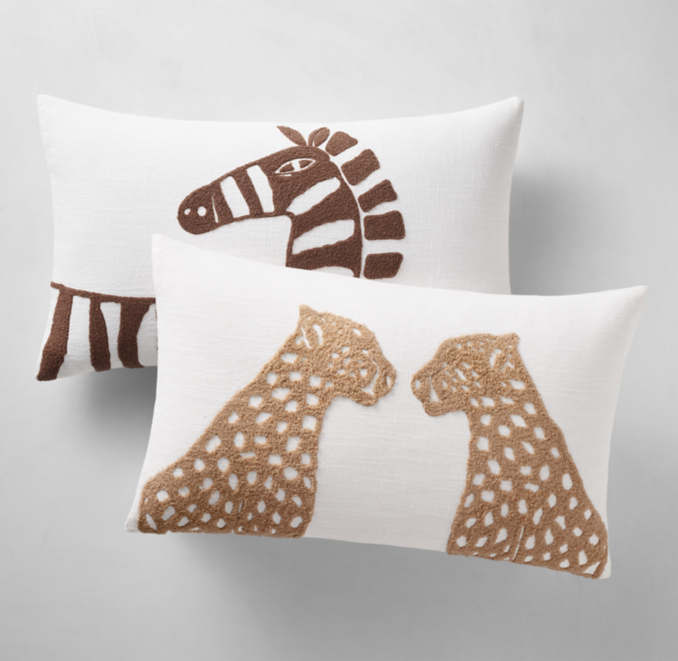 Embroidered Bouclé Safari Animal Pillow | RH Baby & Child