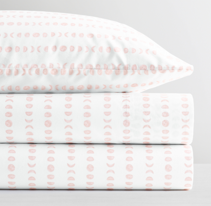 Watercolor Moon Phases Organic Cotton Sheet Set | RH