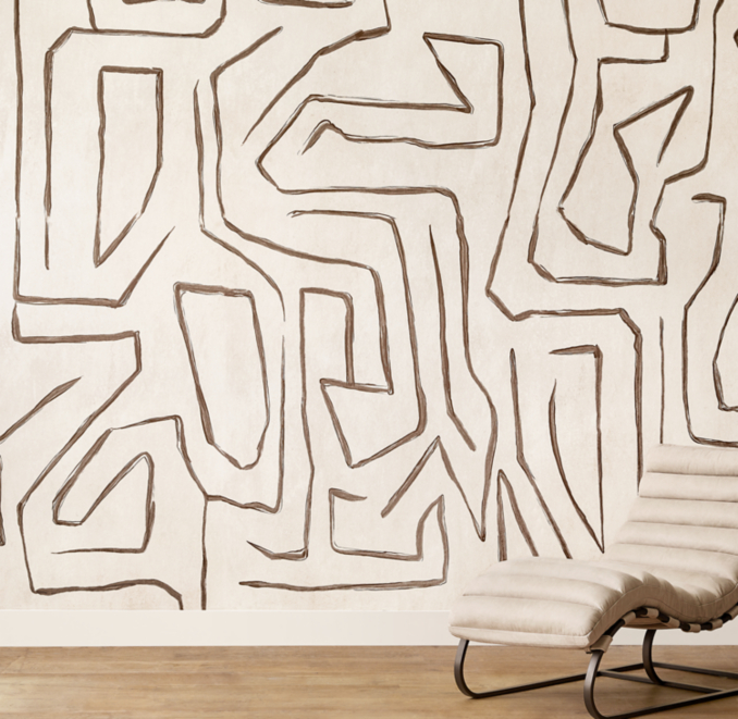 Abstract Maze Wallpaper - Natural/Bronze | RH