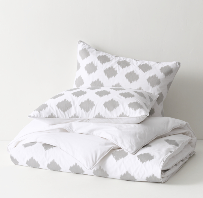 Embroidered Ikat Dot Duvet Cover | RH