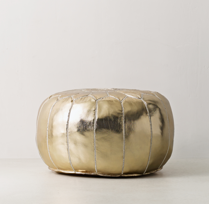 Gold leather pouf store