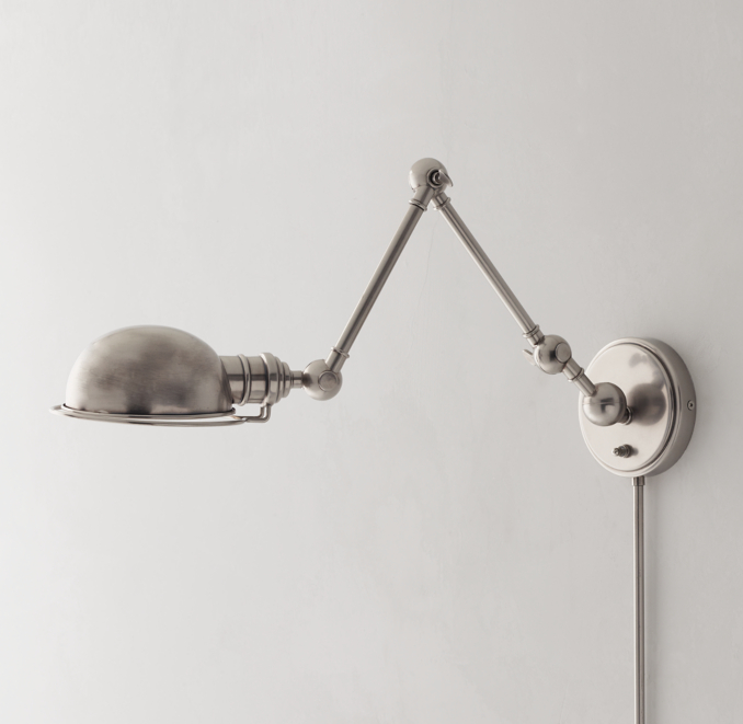 Academy Swing-Arm Task Sconce - Antique Pewter | RH