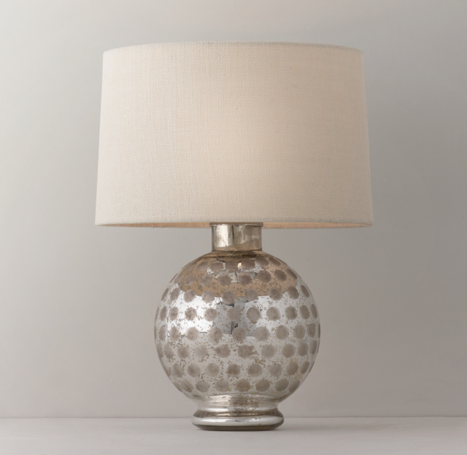 Etched Mercury Glass Round Table Lamp Base | RH TEEN
