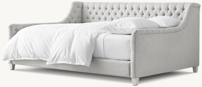 Devyn Tufted Upholstered Daybed - Frosted White | RH TEEN