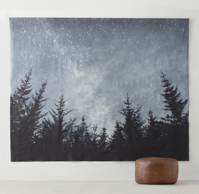 Starry Mountain Sky Grand Canvas Wall Tapestry | RH TEEN