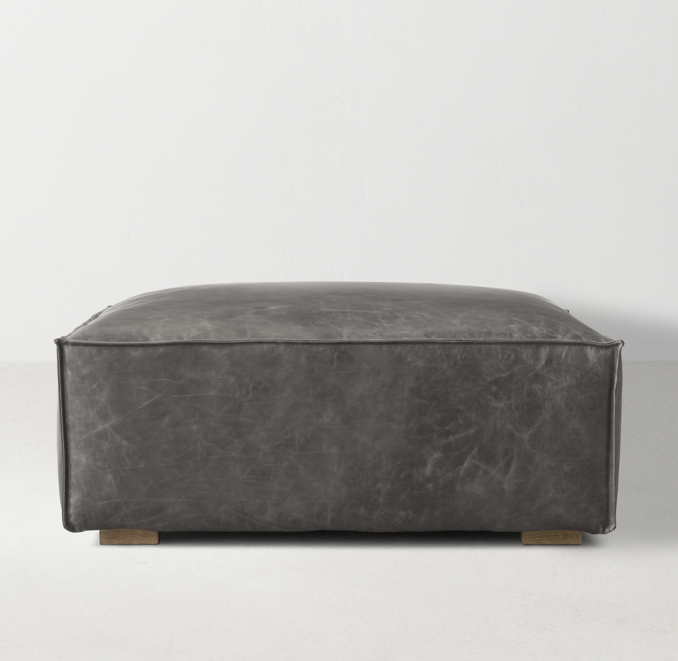 Rowan Leather Modular Ottoman | RH