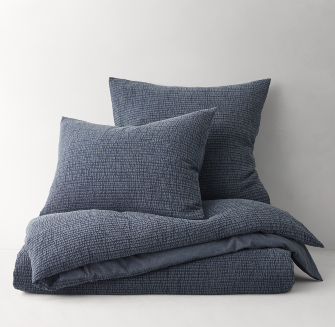 Garment-Washed Matelassé Duvet Cover | RH