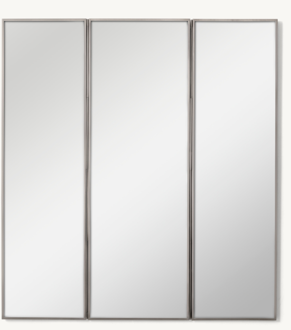 Metal-Wrapped Full Trifold Mirror - Pewter | RH Baby & Child