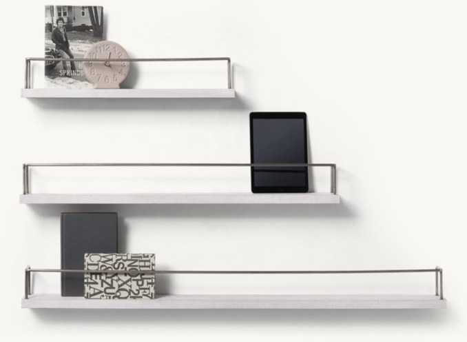 Minimalist Book Display Shelf - Weathered White/Pewter | RH