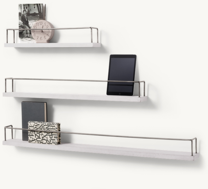 Minimalist Book Display Shelf - Weathered White/Pewter | RH