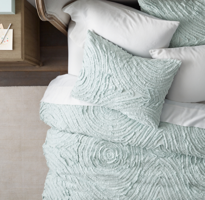 Ruffle Appliquéd Organic Voile & Garment-Washed Sateen Bedding ...