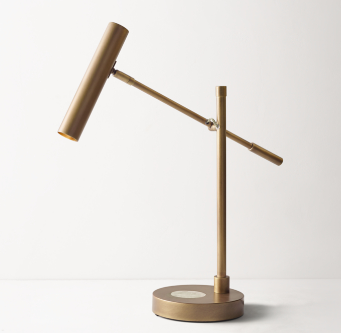 1960s Canister Task Table Lamp - Aged Brass | RH