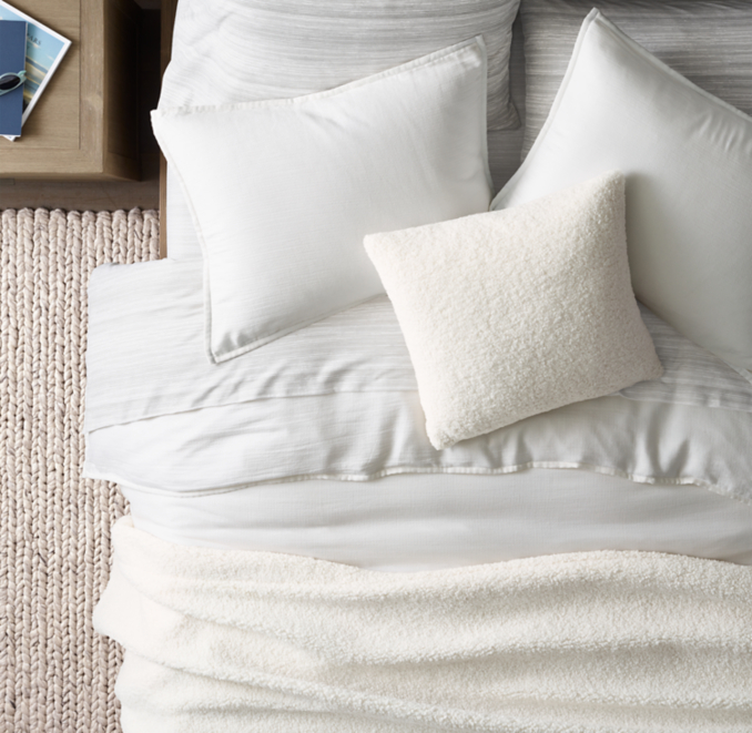 Washed Cotton Gauze & Distressed Stripe Bedding Collection - White | RH ...