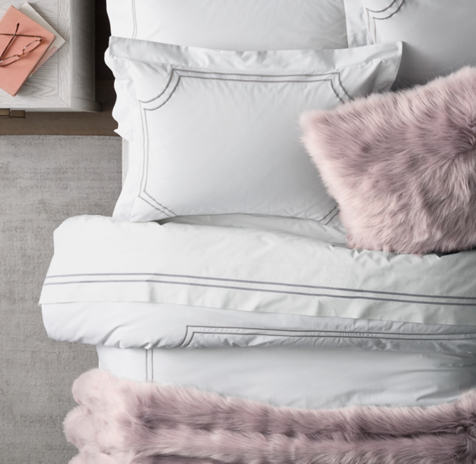 Italian Framed Satin Stitch Bedding Collection | RH TEEN