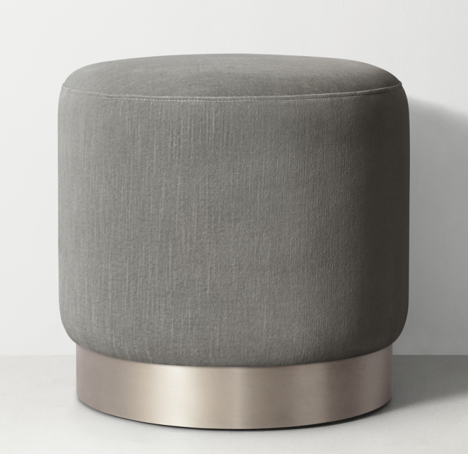 Blythe Upholstered Velvet Stool - Pewter | RH