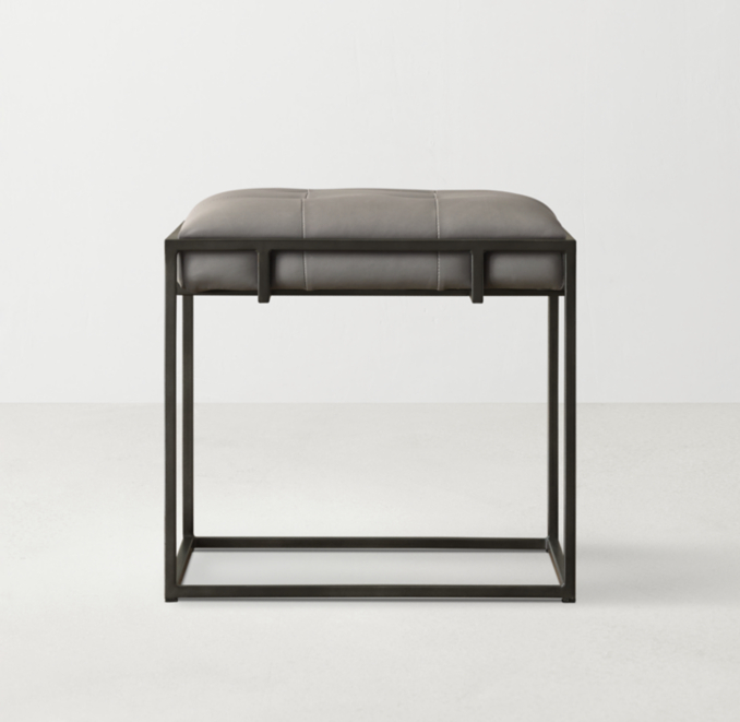 Kellen Leather Stool - Graphite | RH