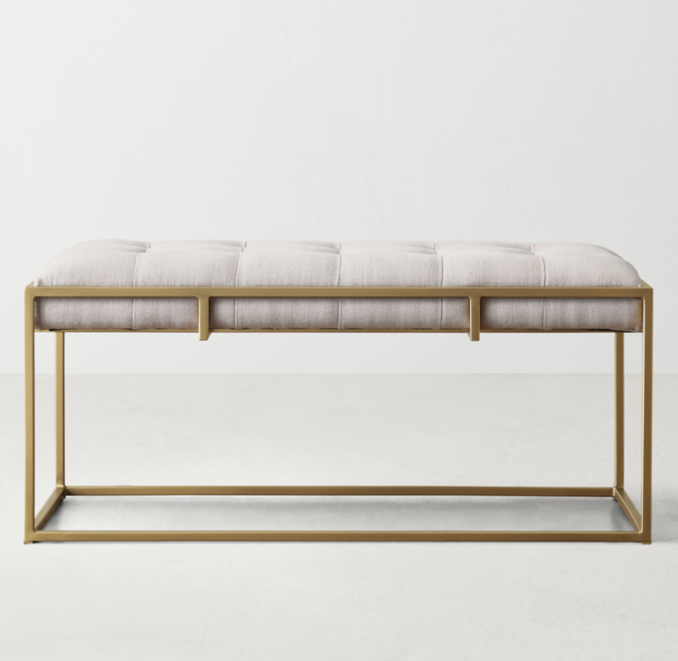 Kellen Upholstered Bench - Antiqued Brass | RH