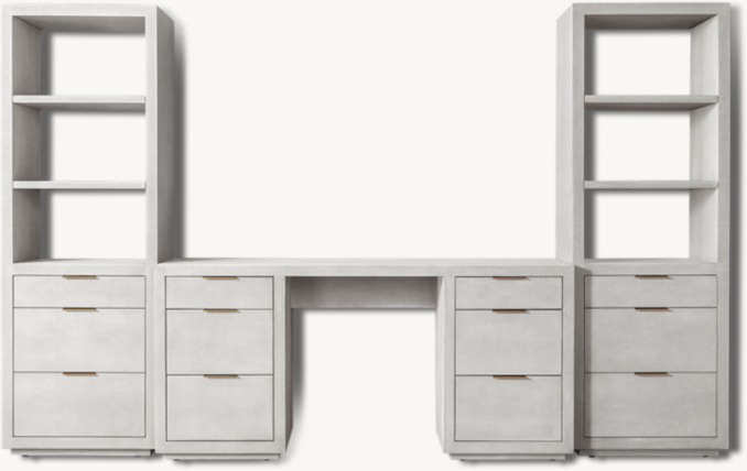 Clio Shagreen Storage Desk Study Wall Set - Pewter | RH
