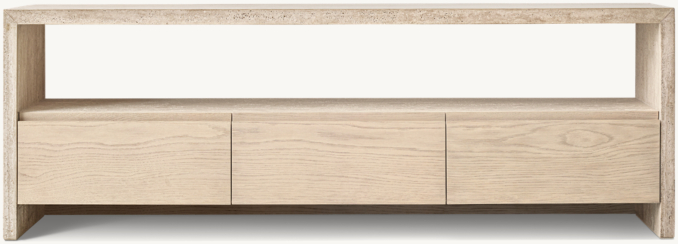 Piera Italian Travertine-Wrapped Wide Media Console | RH